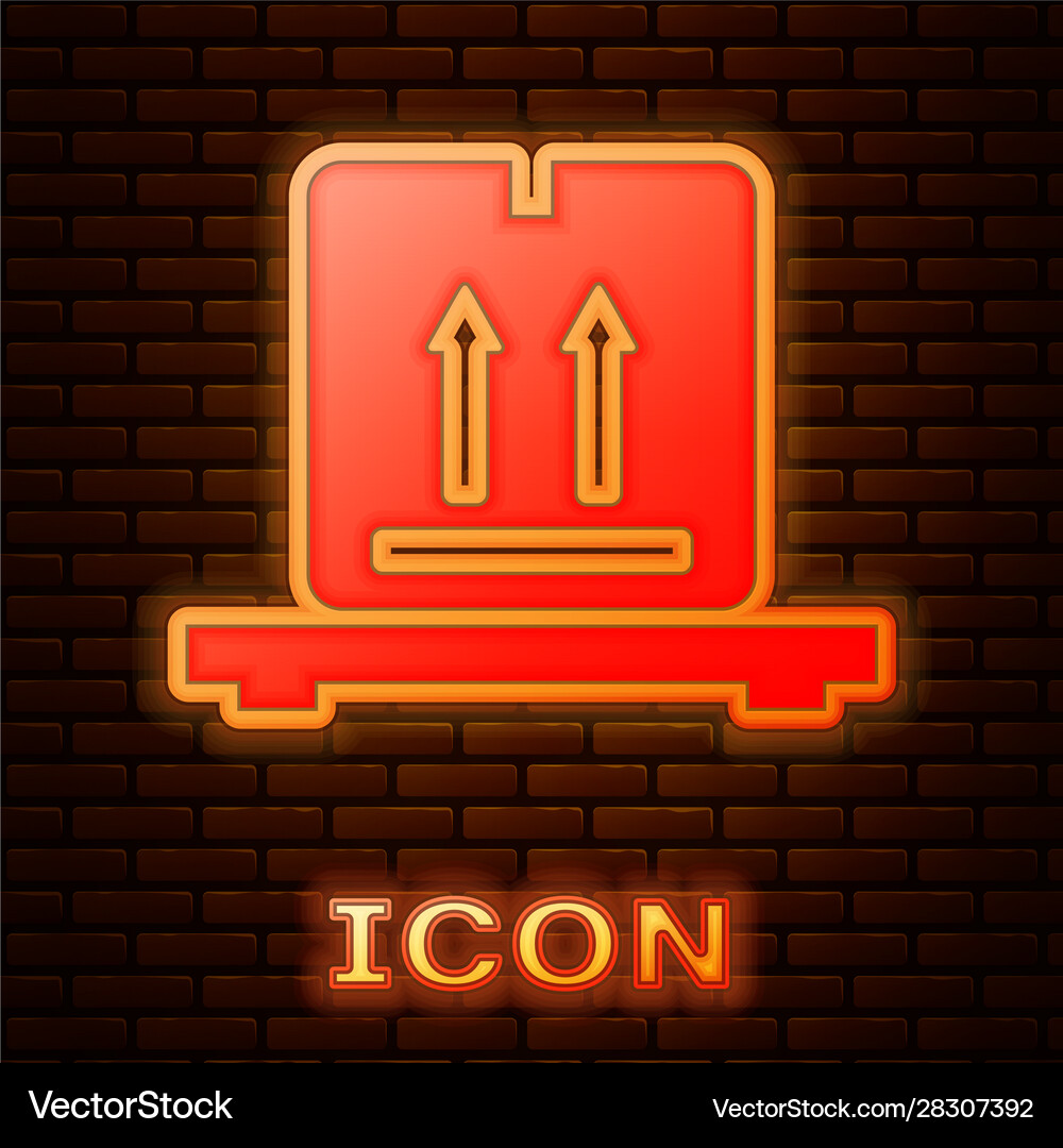 Glowing neon cardboard boxes on pallet icon Vector Image