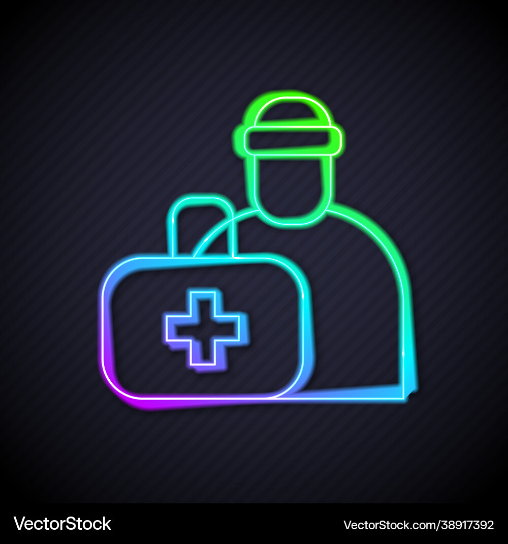 Glowing neon line first aid kit icon isolated Vector Image