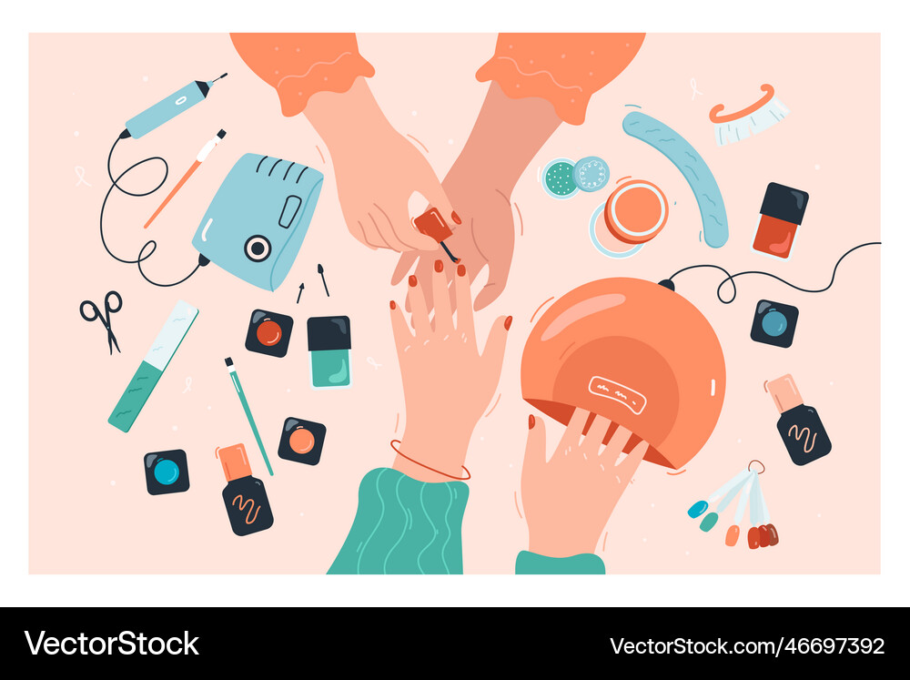 Hands of manicurist doing nails customer Vector Image