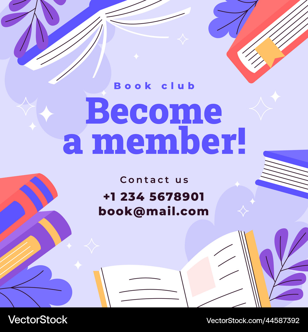 Literature book club posts set Royalty Free Vector Image