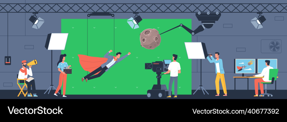 Movie production process actor action on green Vector Image