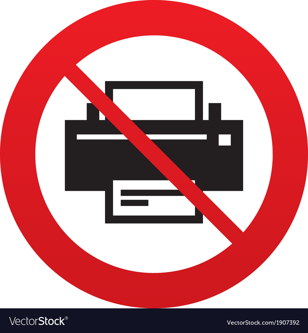 No Print Sign Icon Printing Symbol Royalty Free Vector Image