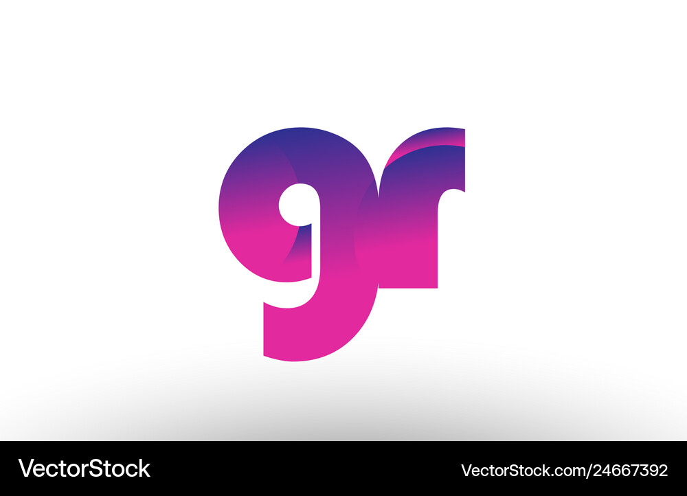 Pink gradient gr g r alphabet letter logo Vector Image