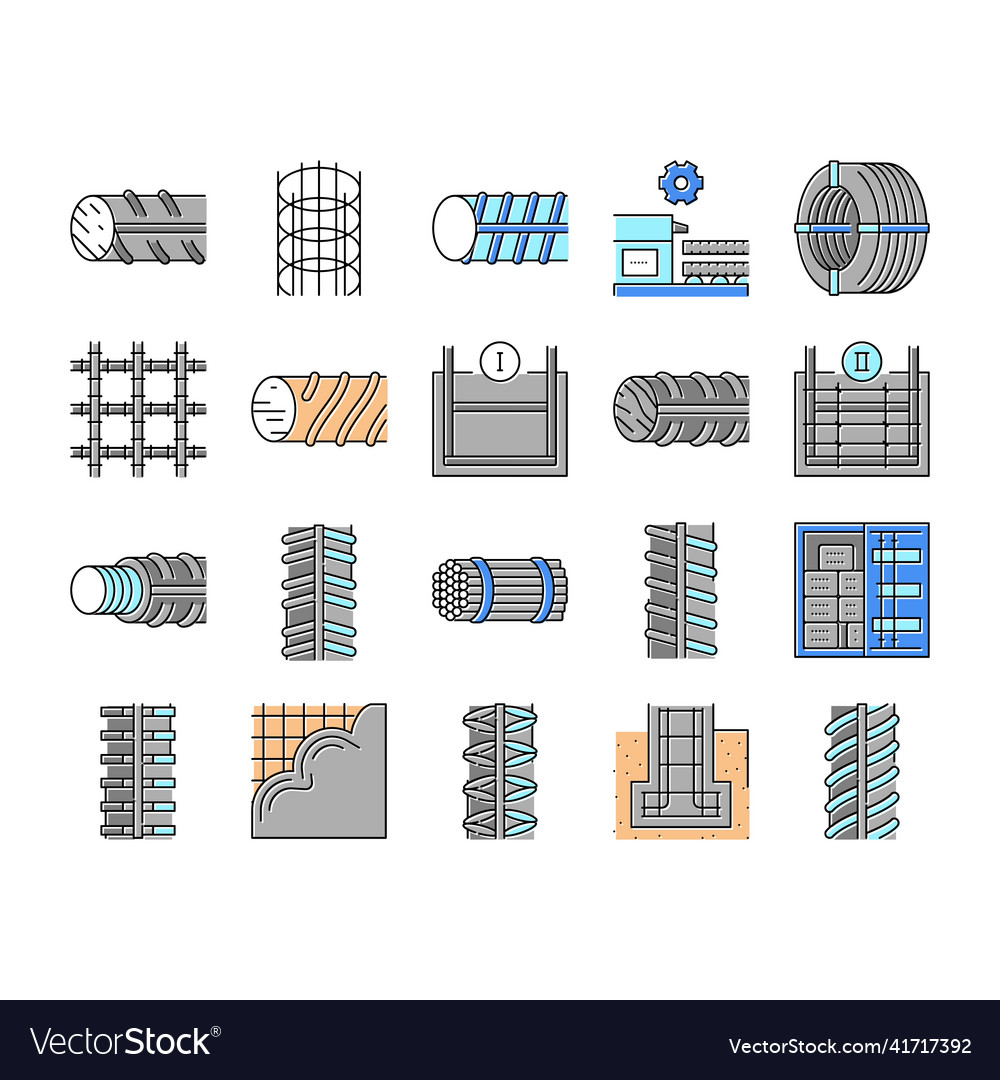 Rebar construction collection icons set Royalty Free Vector Rebar construction collection icons set Royalty Free Vector