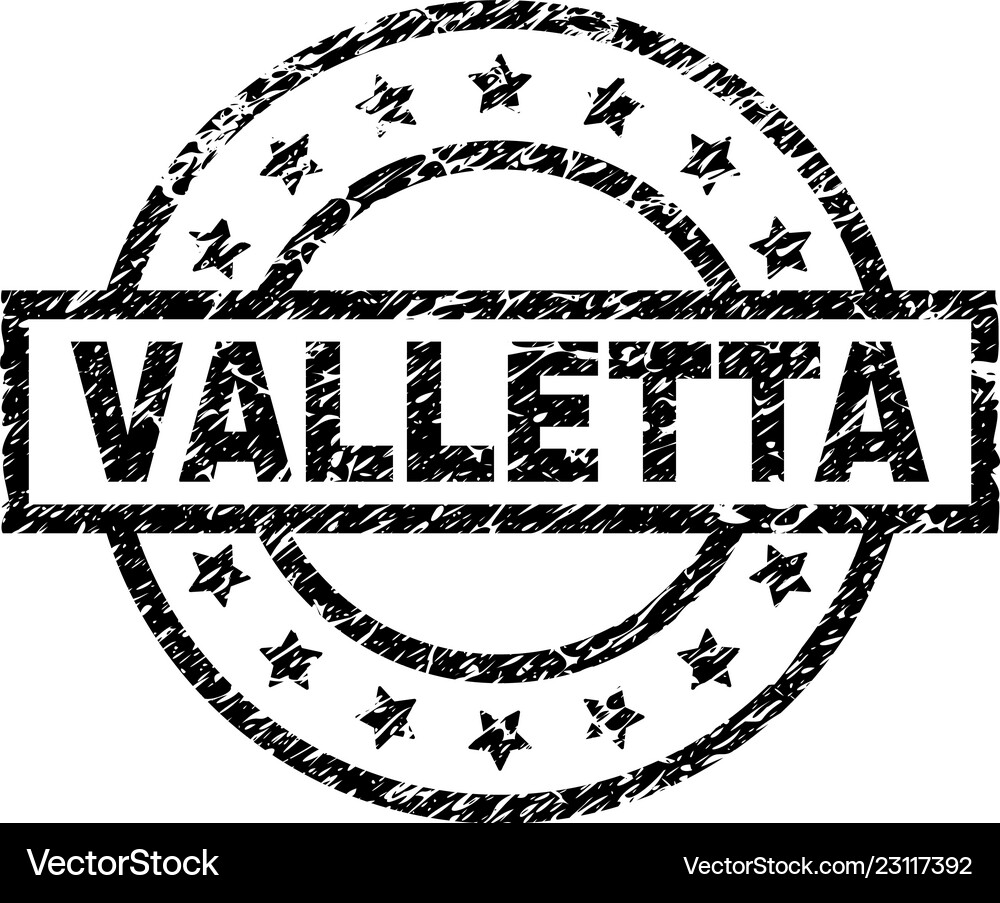 Scratched textured valletta stamp seal Royalty Free Vector