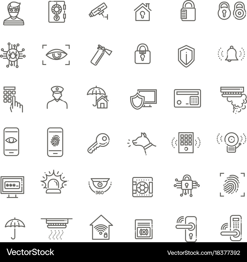 Simple set of home security related line Vector Image