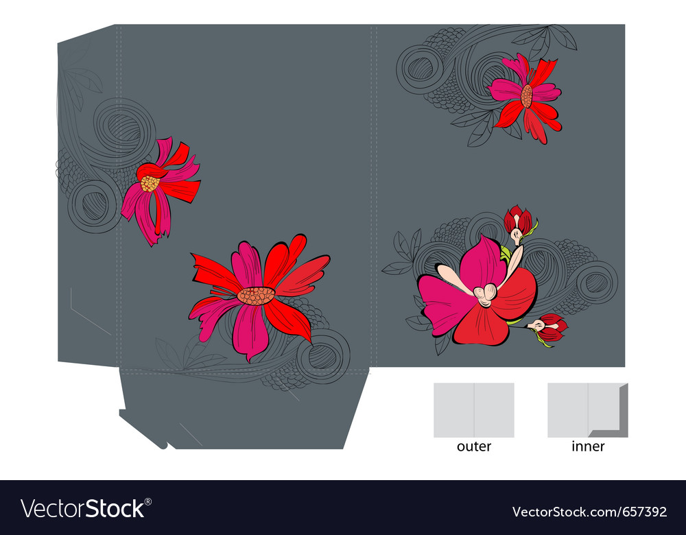 Template for folder with flowers Royalty Free Vector Image