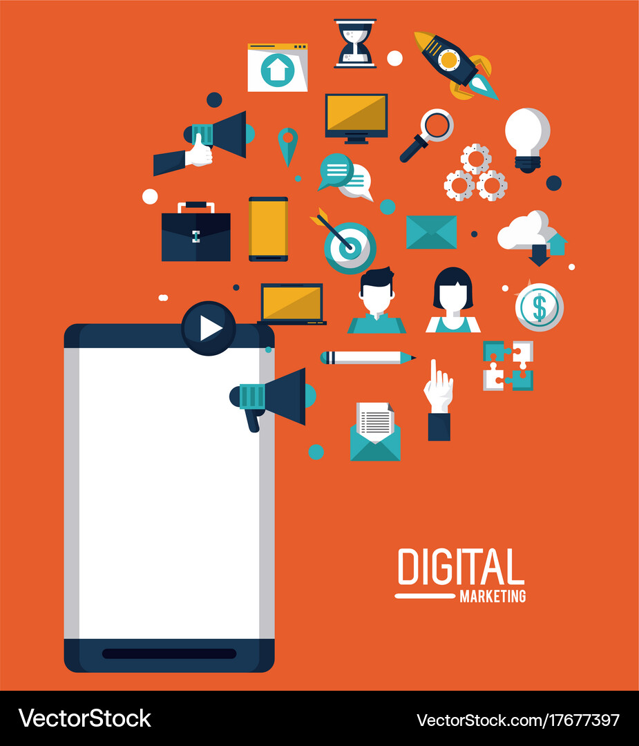 Digital marketing and advertising Royalty Free Vector Image