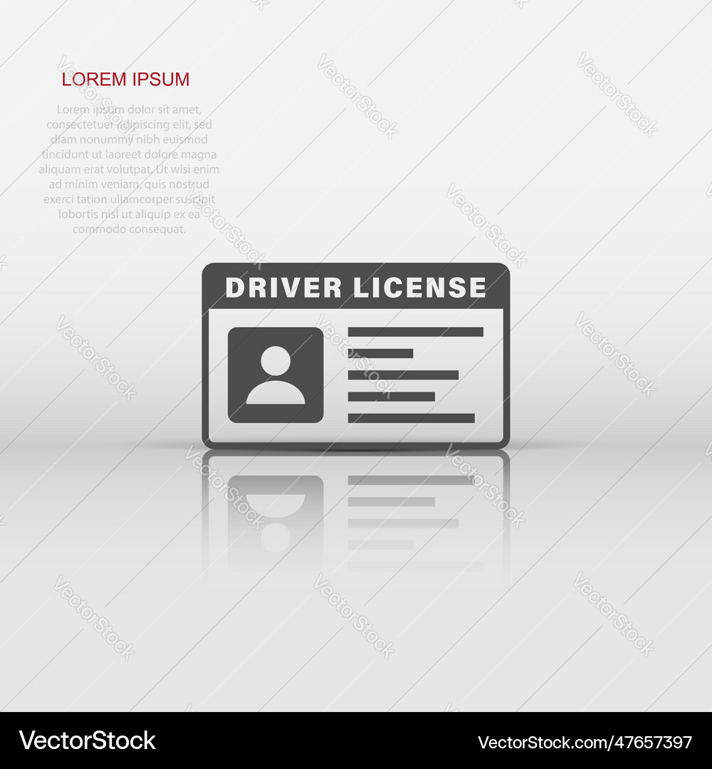 Driver license icon in flat style id card Vector Image