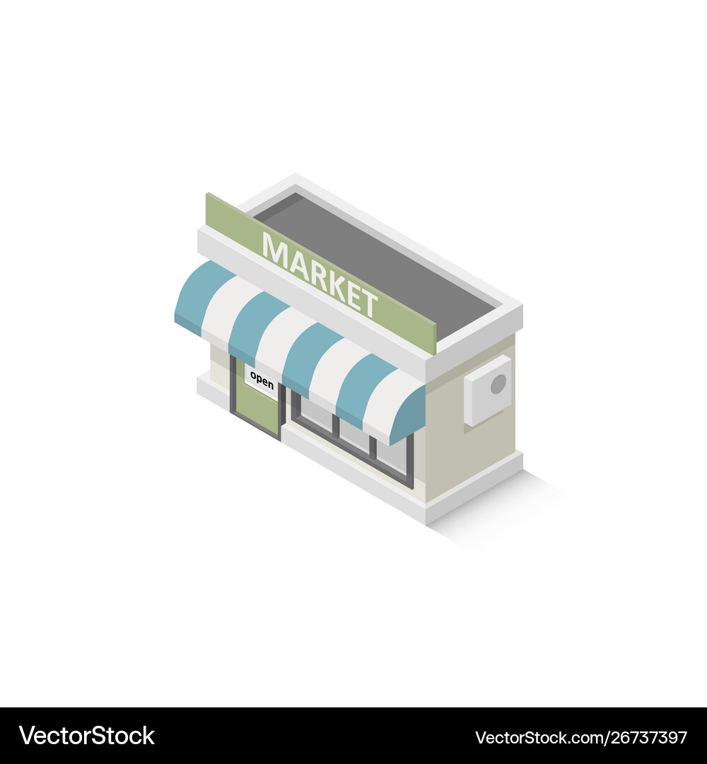 Isometric shop market Royalty Free Vector Image