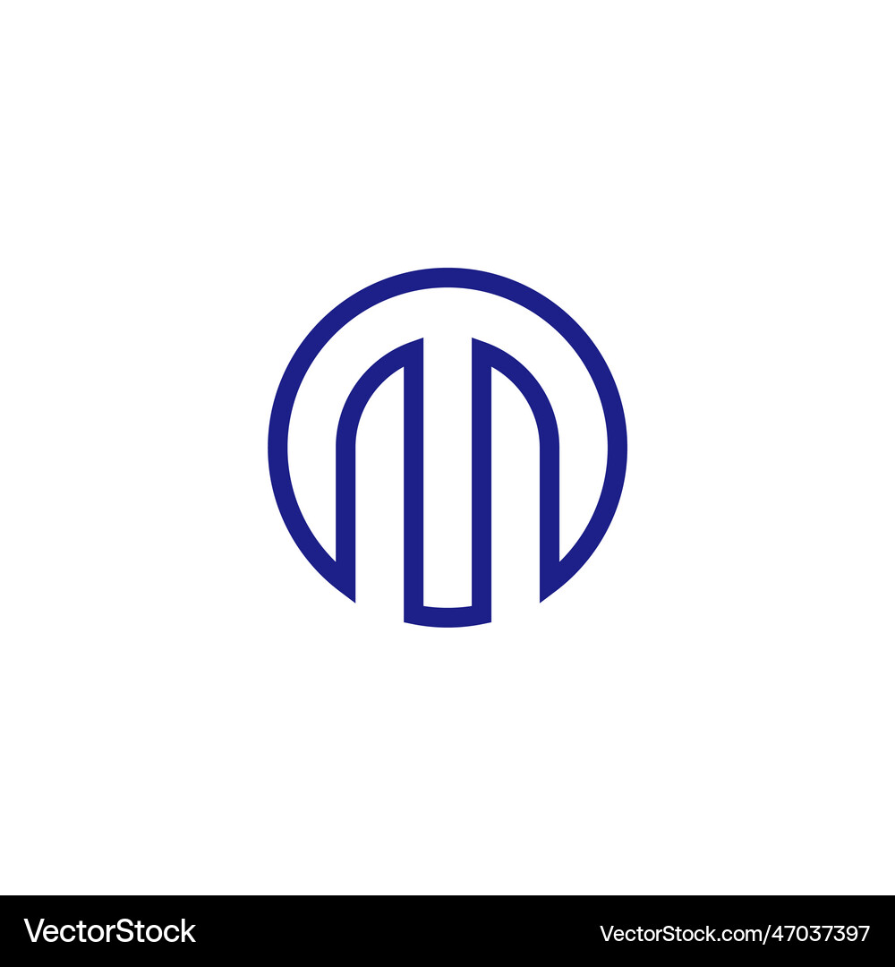 Letter m circle neon line geometric symbol simple Vector Image