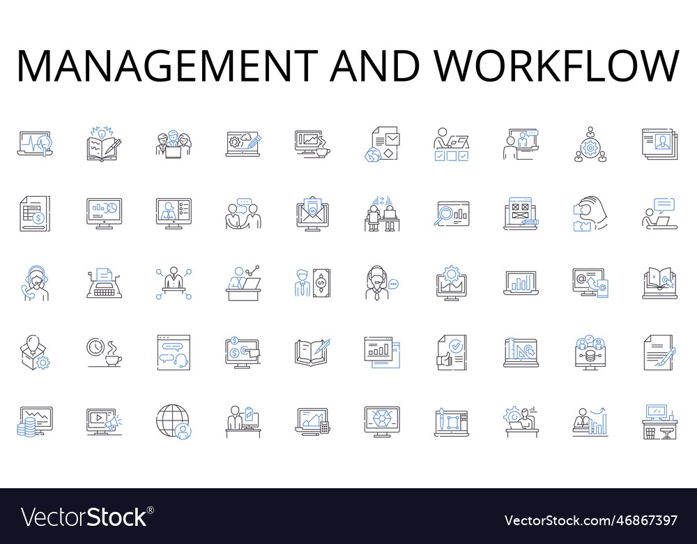 Management And Workflow Line Icons Collection Vector Image