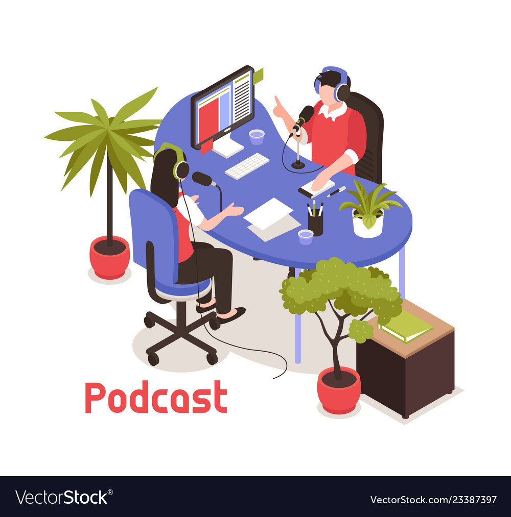 Podcast isometric design concept Royalty Free Vector Image Podcast isometric design concept Royalty Free Vector Image