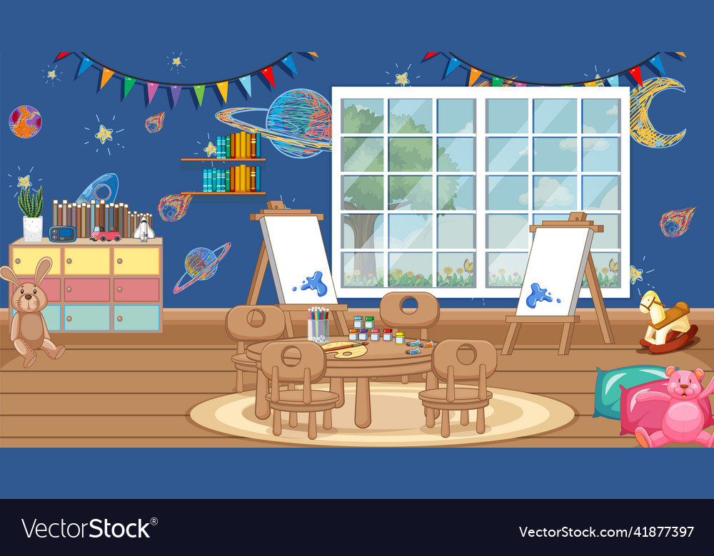 Scene with empty classroom Royalty Free Vector Image