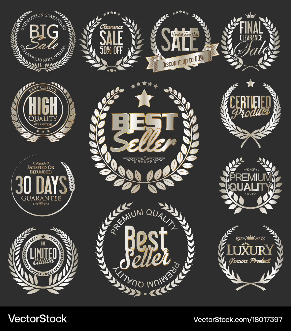 Silver laurel wreath premium quality collection Vector Image