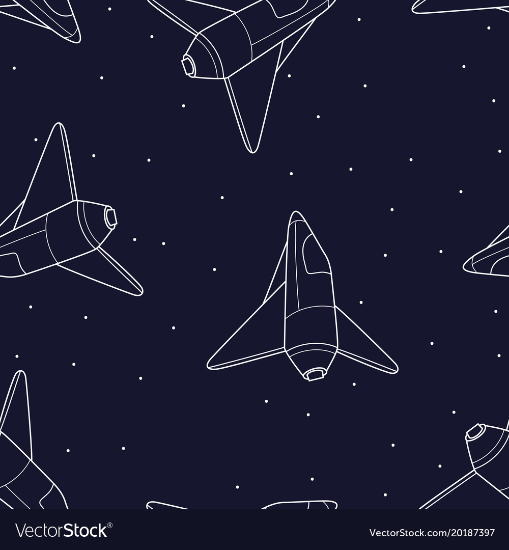 Spaceship seamless pattern shuttle Royalty Free Vector Image