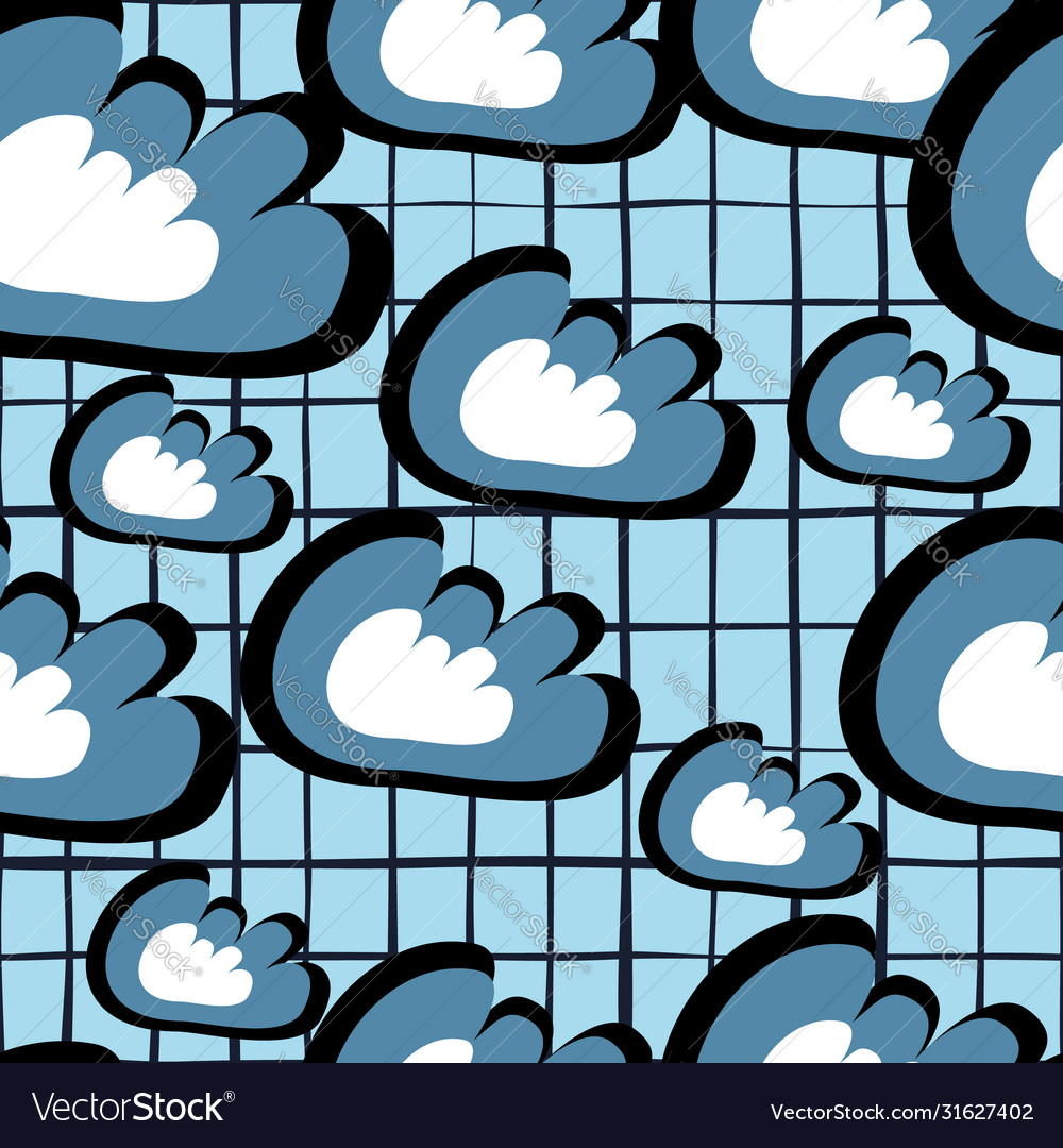 Abstract seamless pattern with cloud sky hand Vector Image