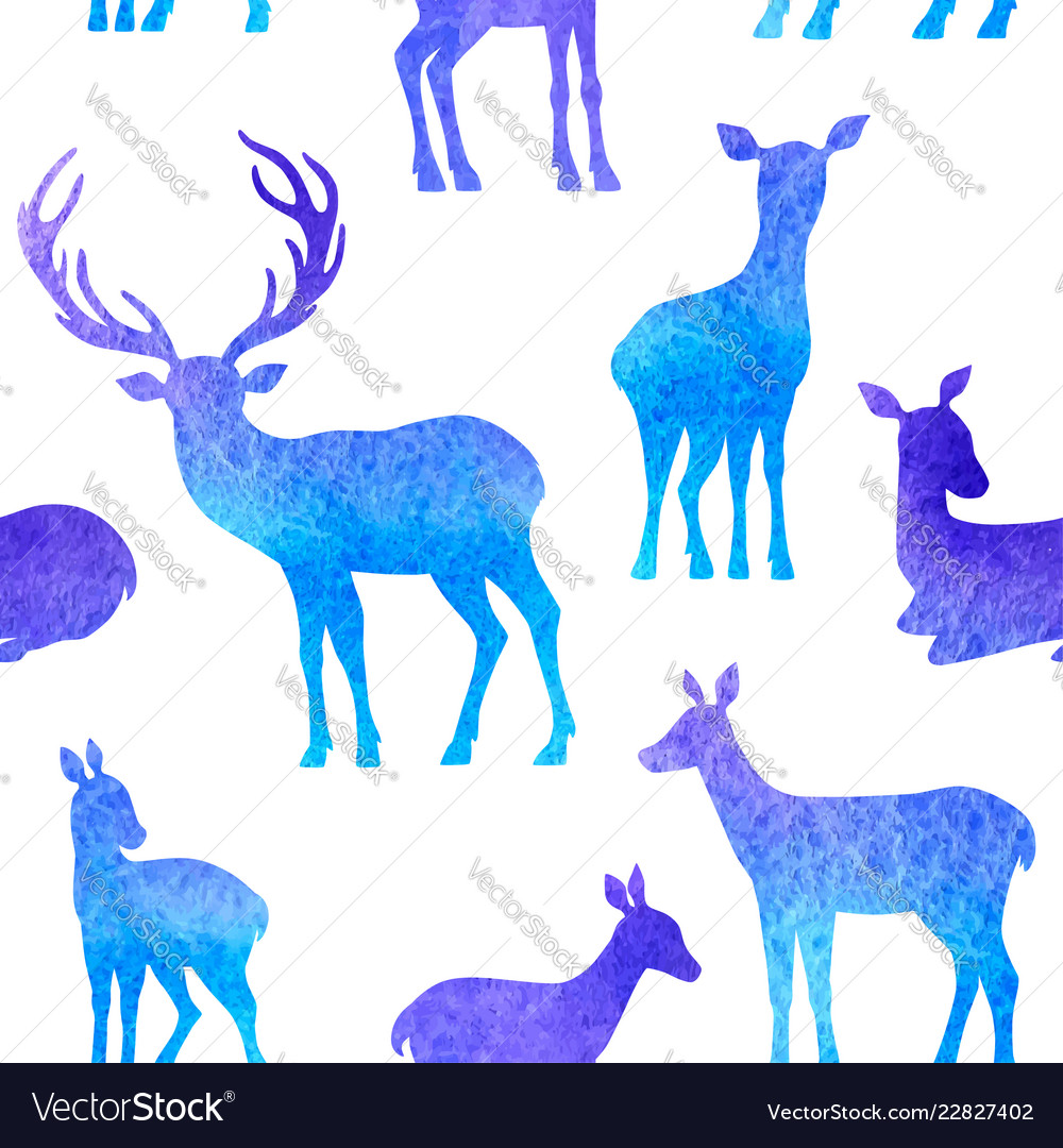 Blue deer seamless pattern Royalty Free Vector Image