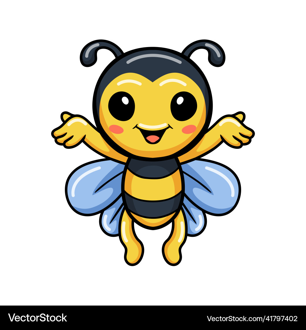 Cute little bee cartoon raising hands Royalty Free Vector