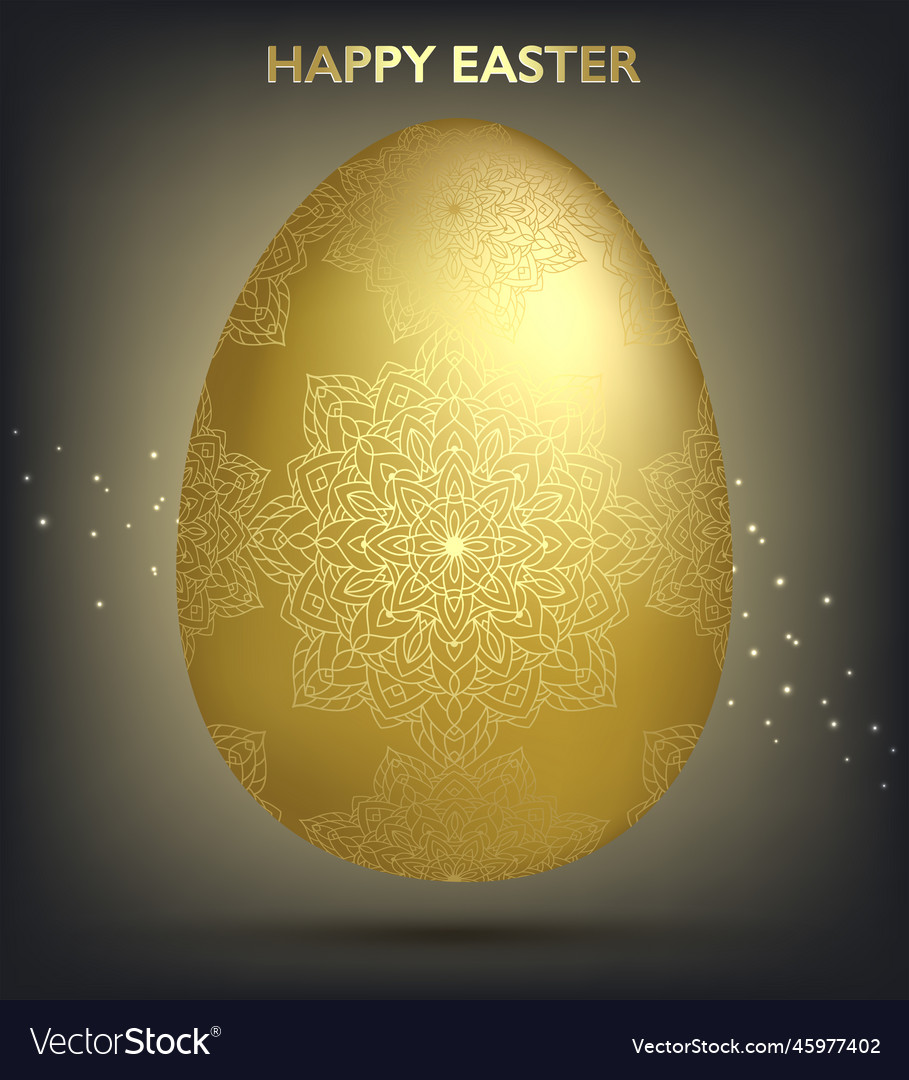 Decorative easter golden egg with patterns Vector Image