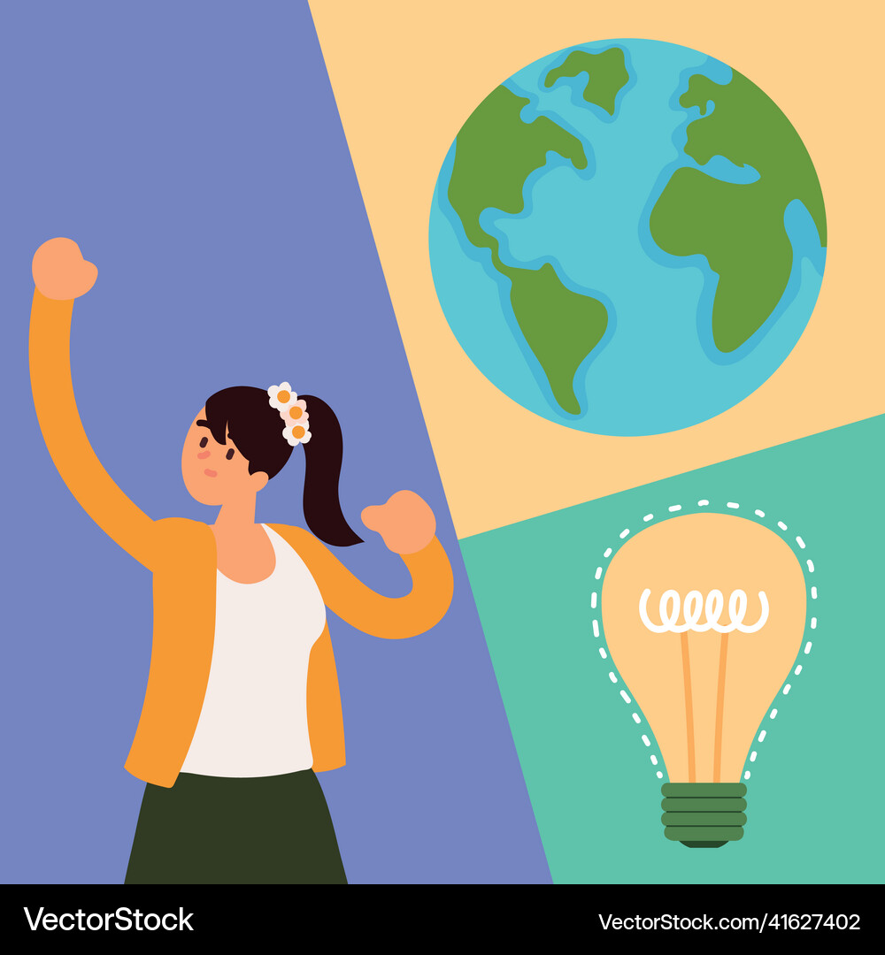 Girl save the planet idea Royalty Free Vector Image