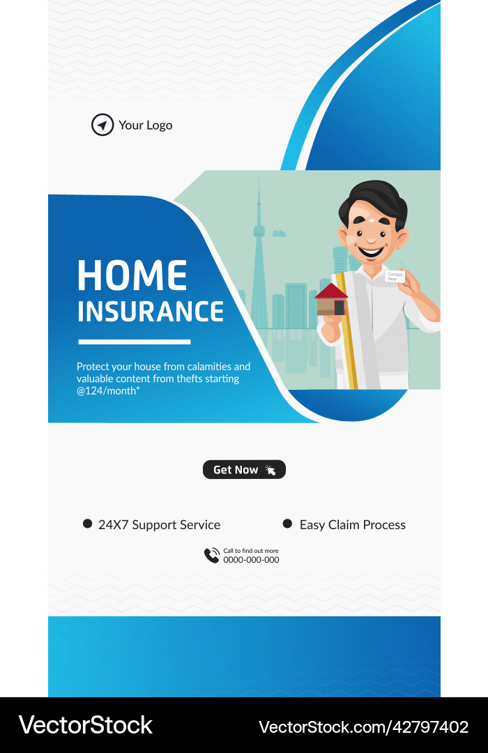 Home insurance portrait template design Royalty Free Vector