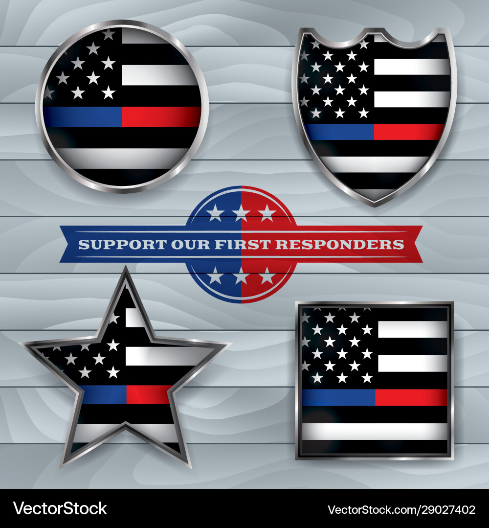 Police and firefighter american flags emblem Vector Image