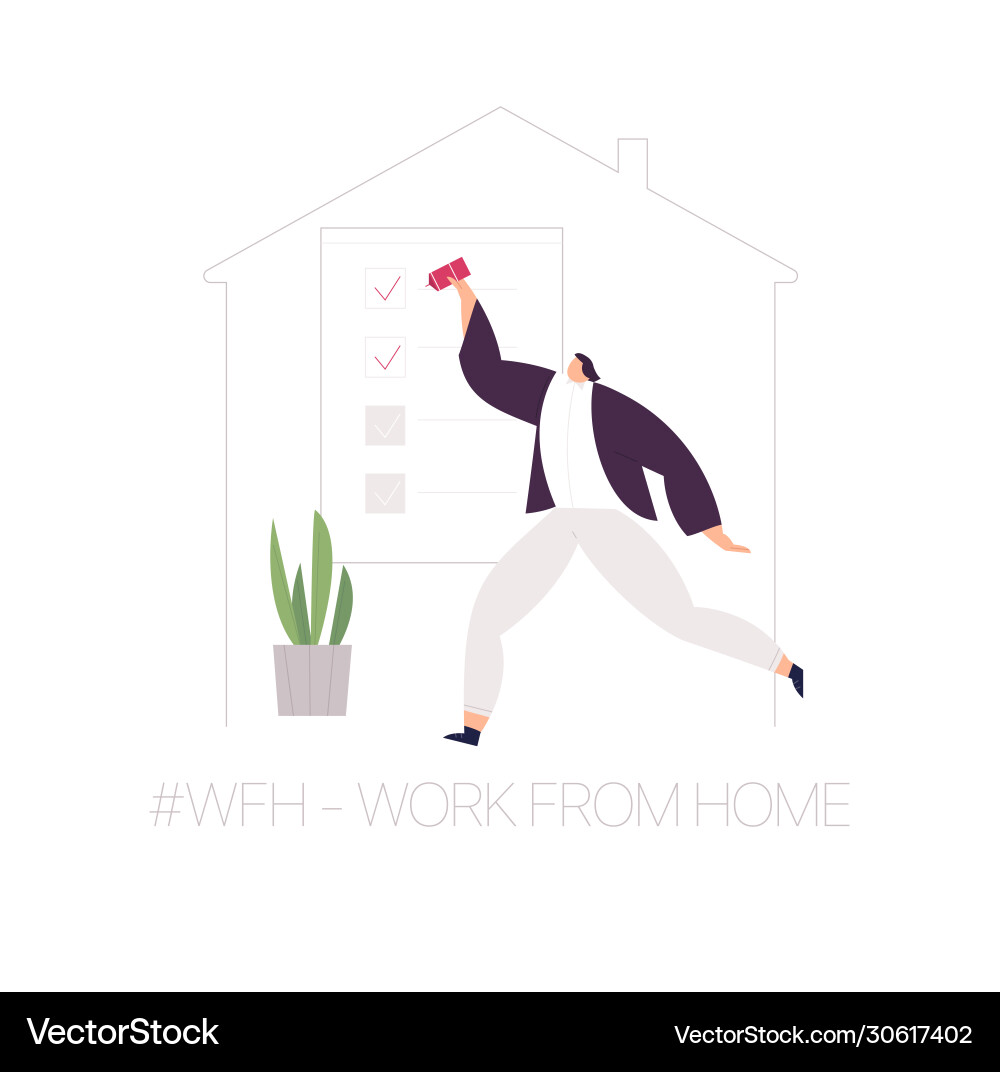 Wfh - work from home office an employee Royalty Free Vector