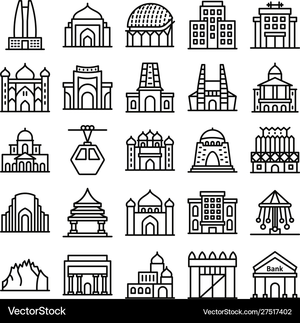 World landmarks isolated icons set that ca Vector Image