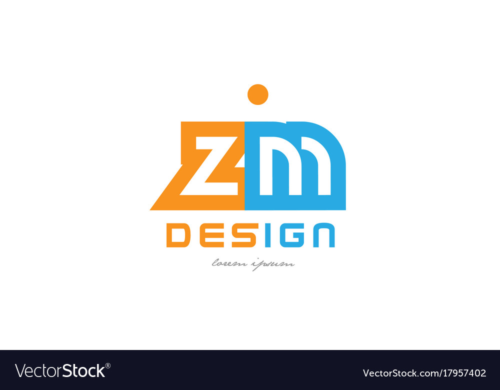 Zm z m orange blue alphabet letter logo Royalty Free Vector Zm z m orange blue alphabet letter logo Royalty Free Vector
