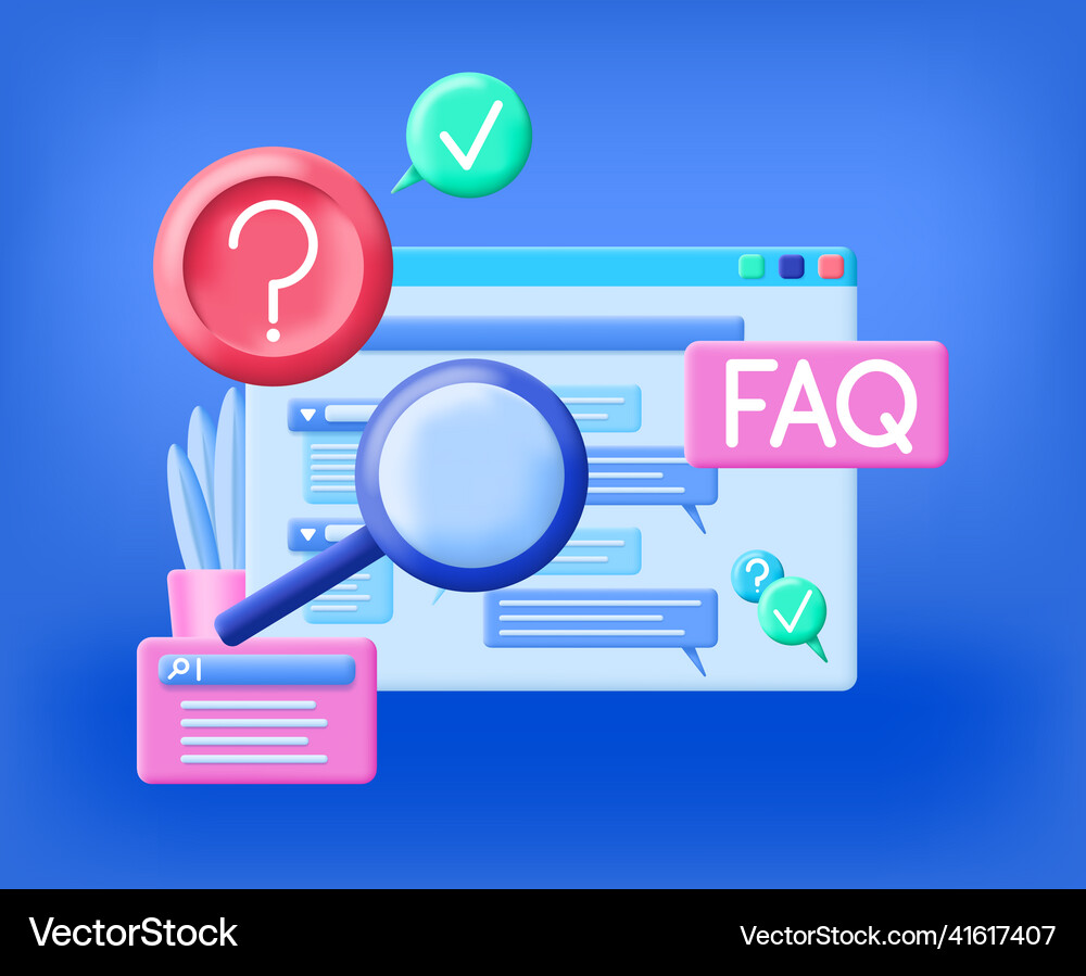 3d faq or frequently asked questions concept Vector Image