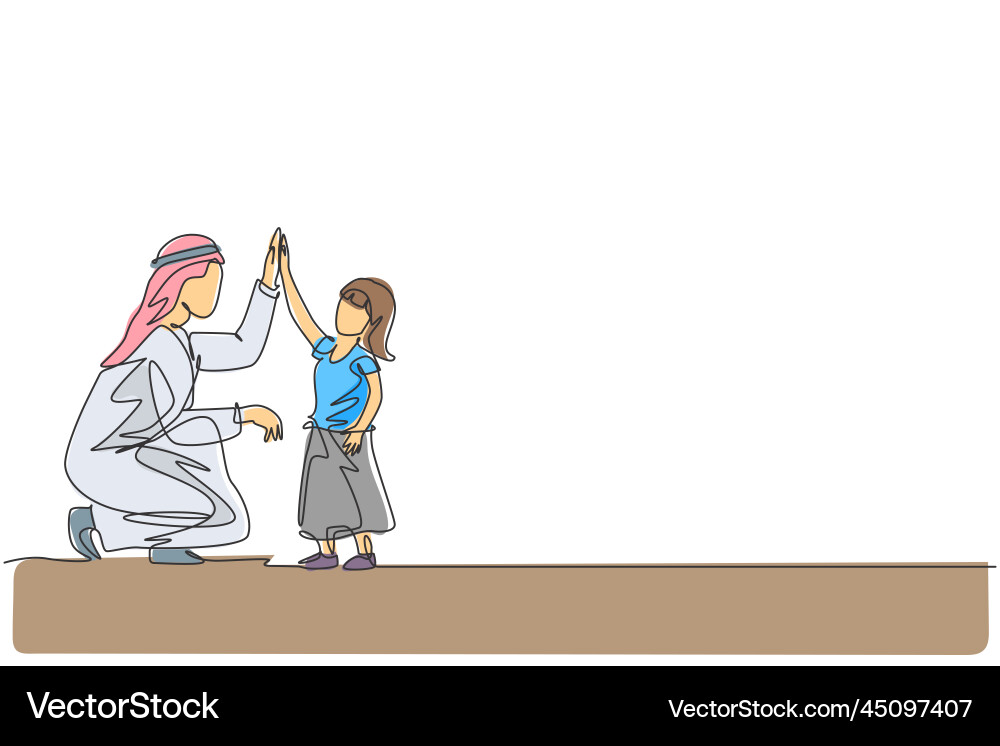 Aone continuous line drawing of young islamic dad Vector Image