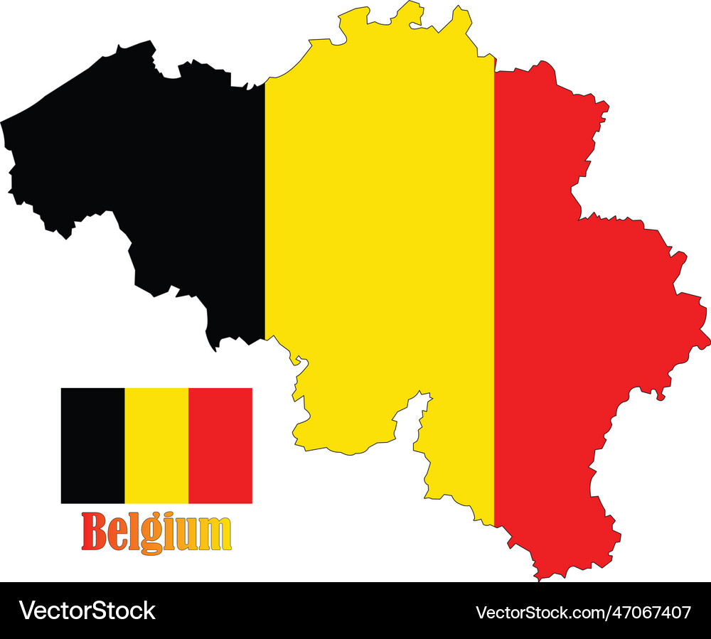 Belgium map and flag Royalty Free Vector Image