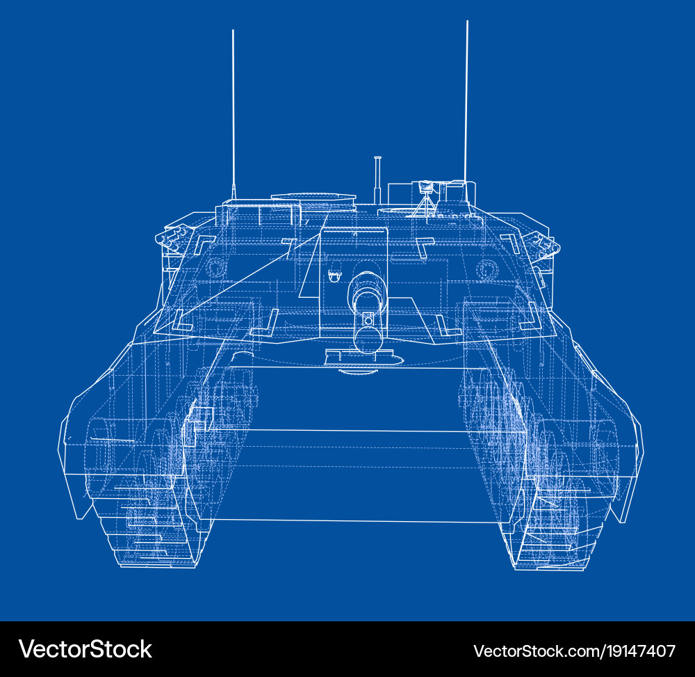 Blueprint of realistic tank Royalty Free Vector Image