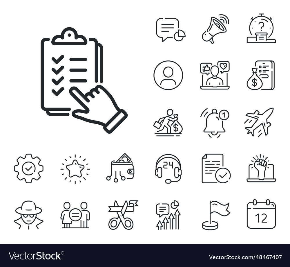 Checklist line icon clipboard document sign Vector Image