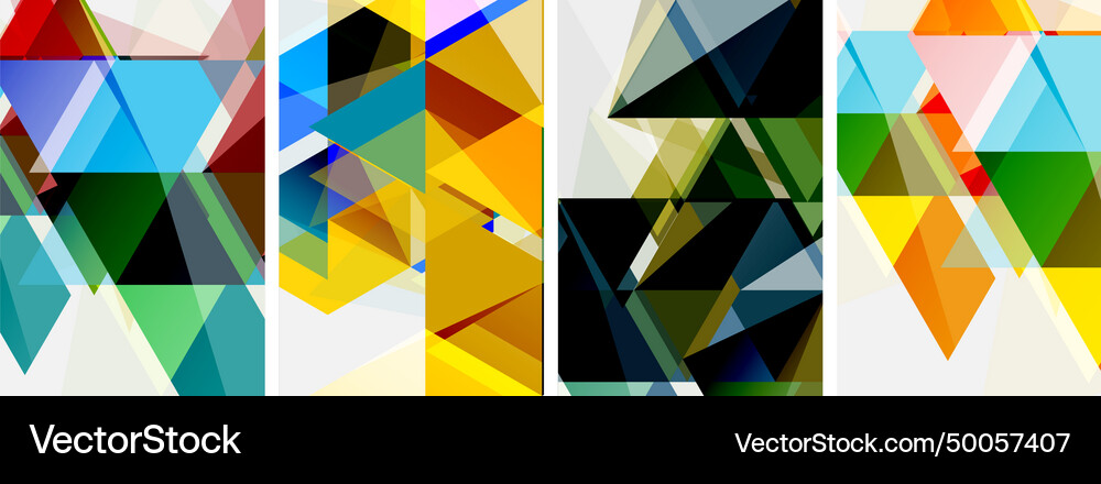 Colorful bright triangles with various colors and Vector Image