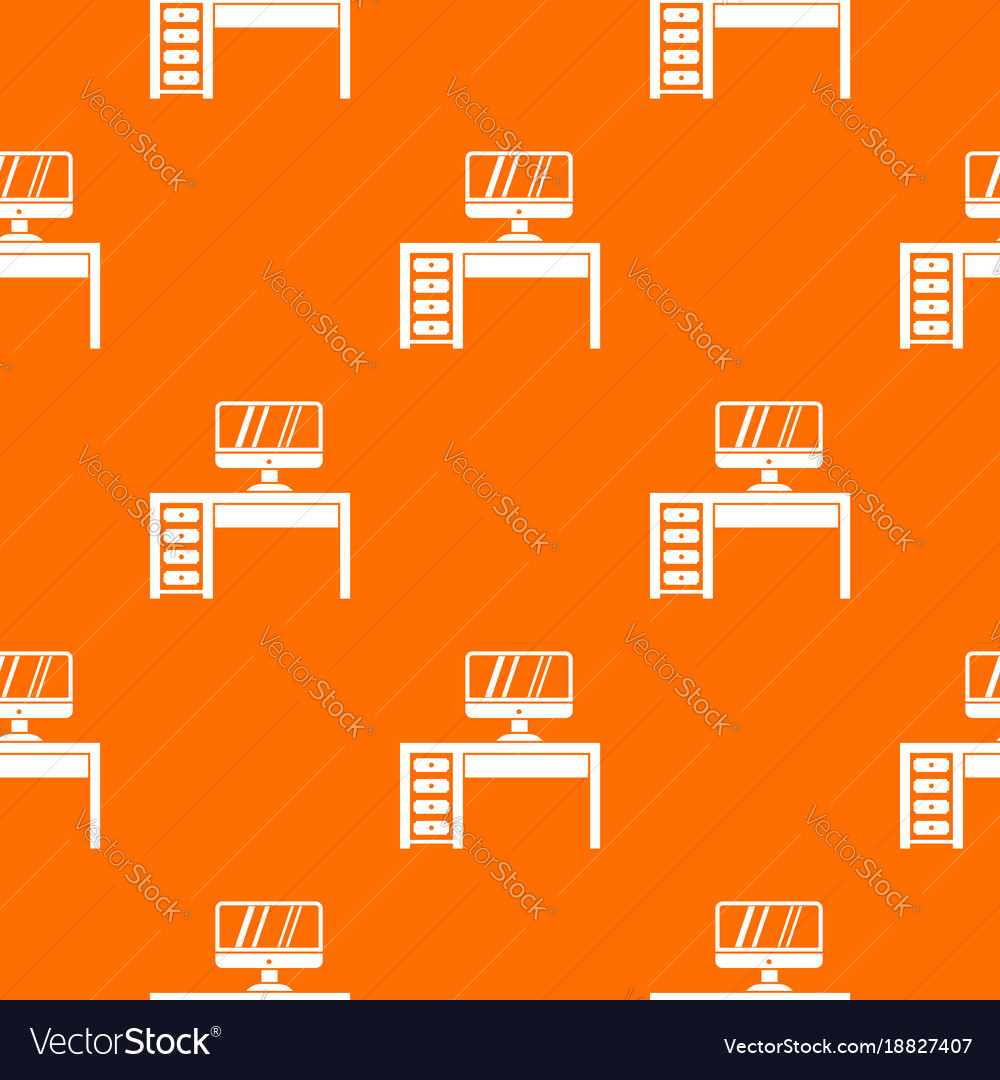 Computer desk workplace pattern seamless Vector Image