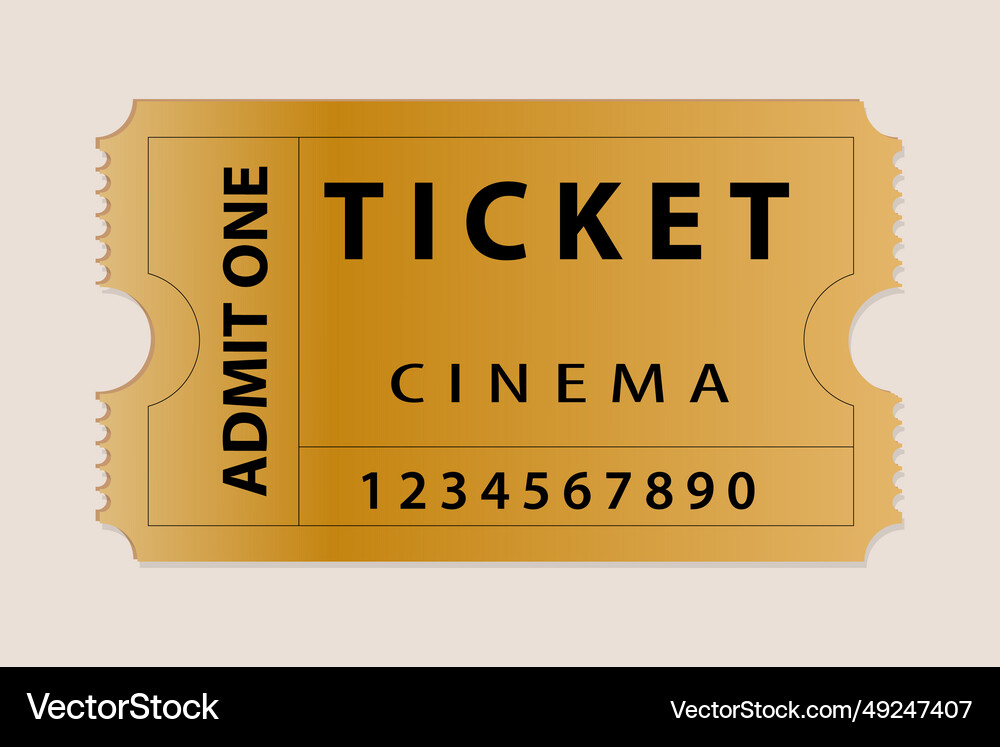 Gold ticket for one person on a colored background