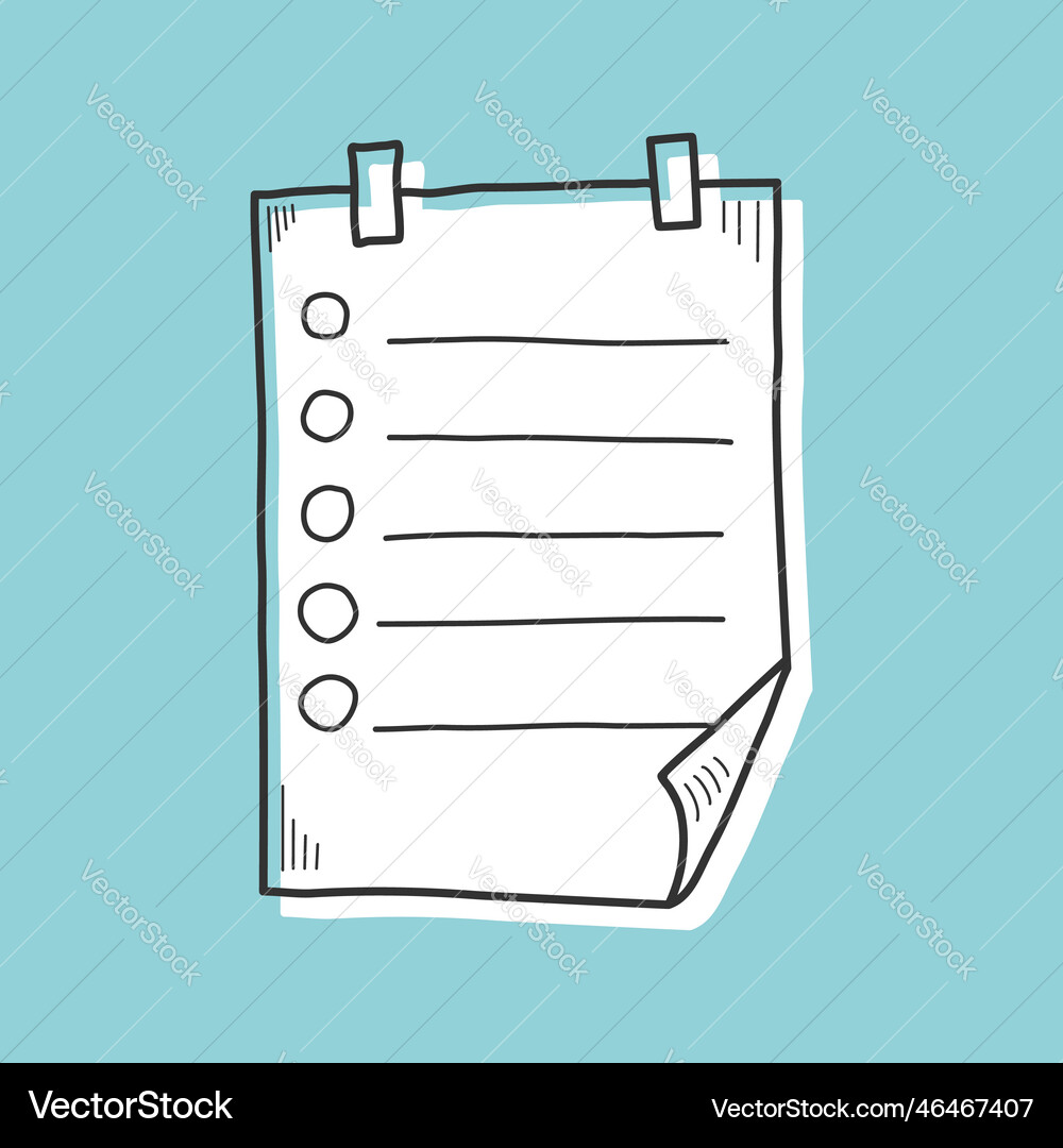 Hand drawn memo paper sheet icon in flat style Vector Image