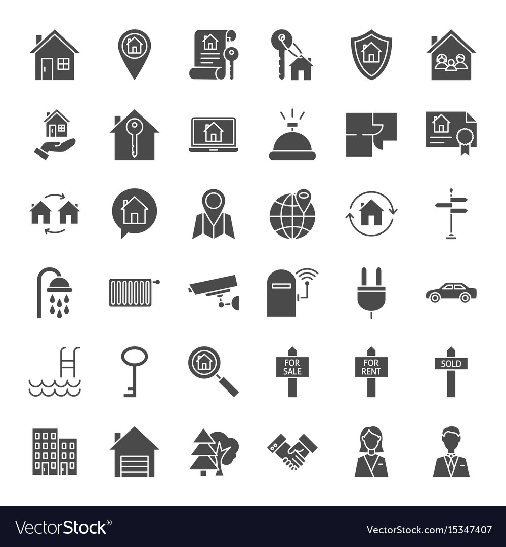House solid web icons Royalty Free Vector Image