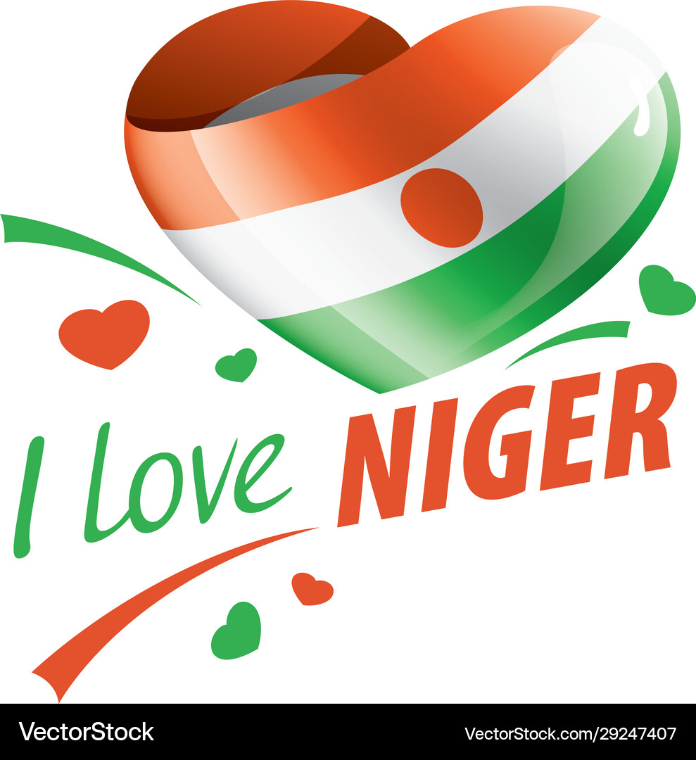 National flag niger in shape a heart Royalty Free Vector