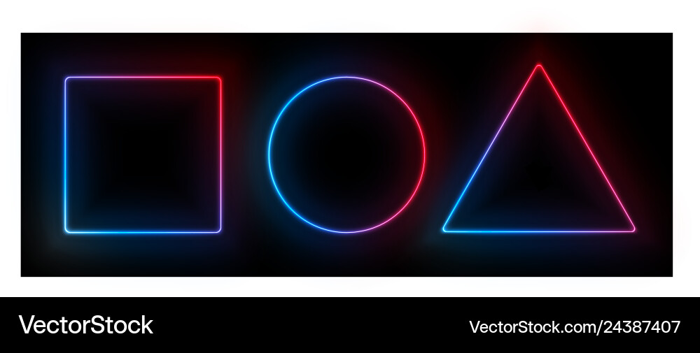 Neon frames disco light bulbs rectangle triangle Vector Image