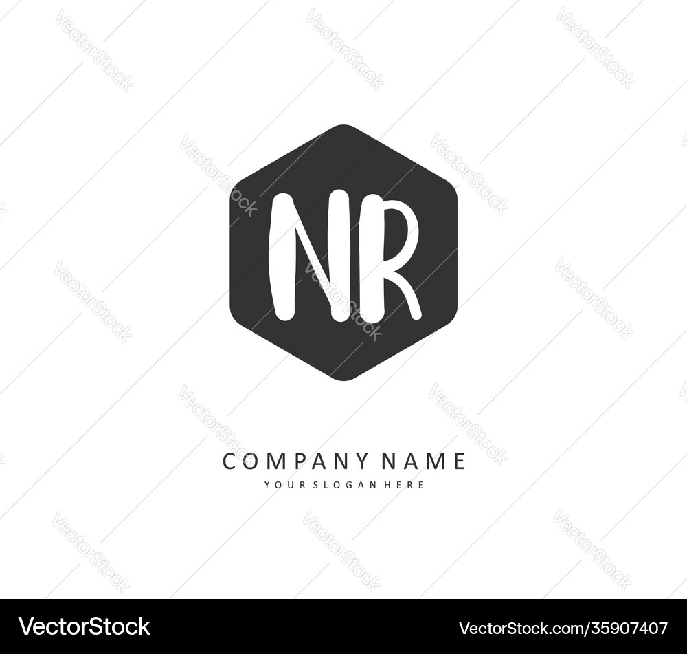 Nr initial letter handwriting and signature logo Vector Image