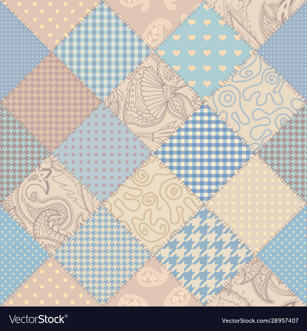 Patchwork textile pattern seamless quilting Vector Image