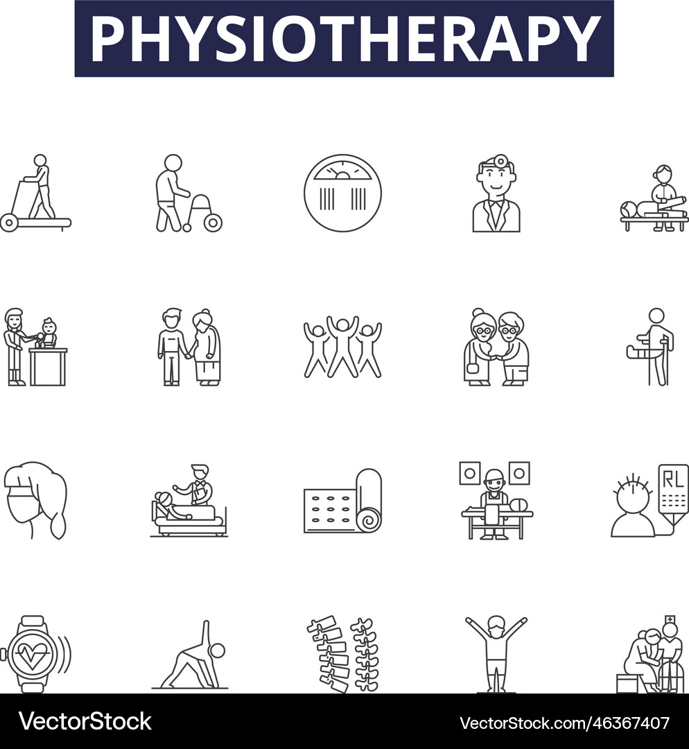 Physiotherapy line icons and signs Royalty Free Vector Image
