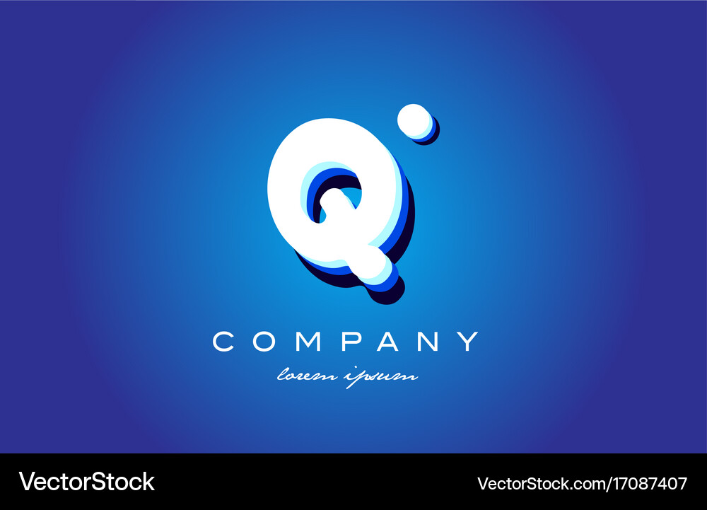 Q blue white 3d letter alphabet icon design Vector Image