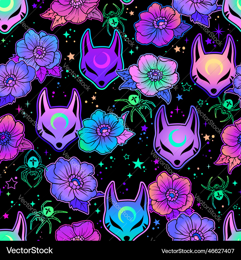 Seamless pattern with colorful japanese masks Vector Image