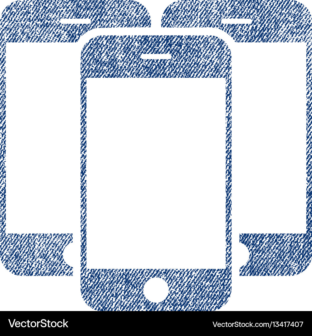 Smartphones fabric textured icon Royalty Free Vector Image