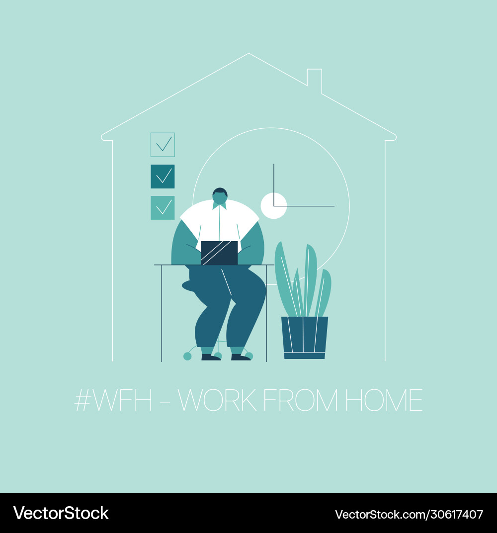 Wfh - work from home home office an employee Vector Image