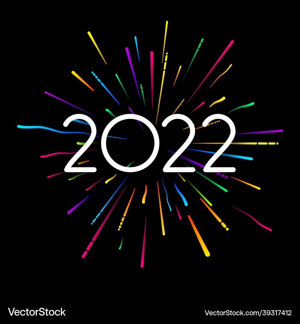 2022 sign on multicolored fireworks background Vector Image